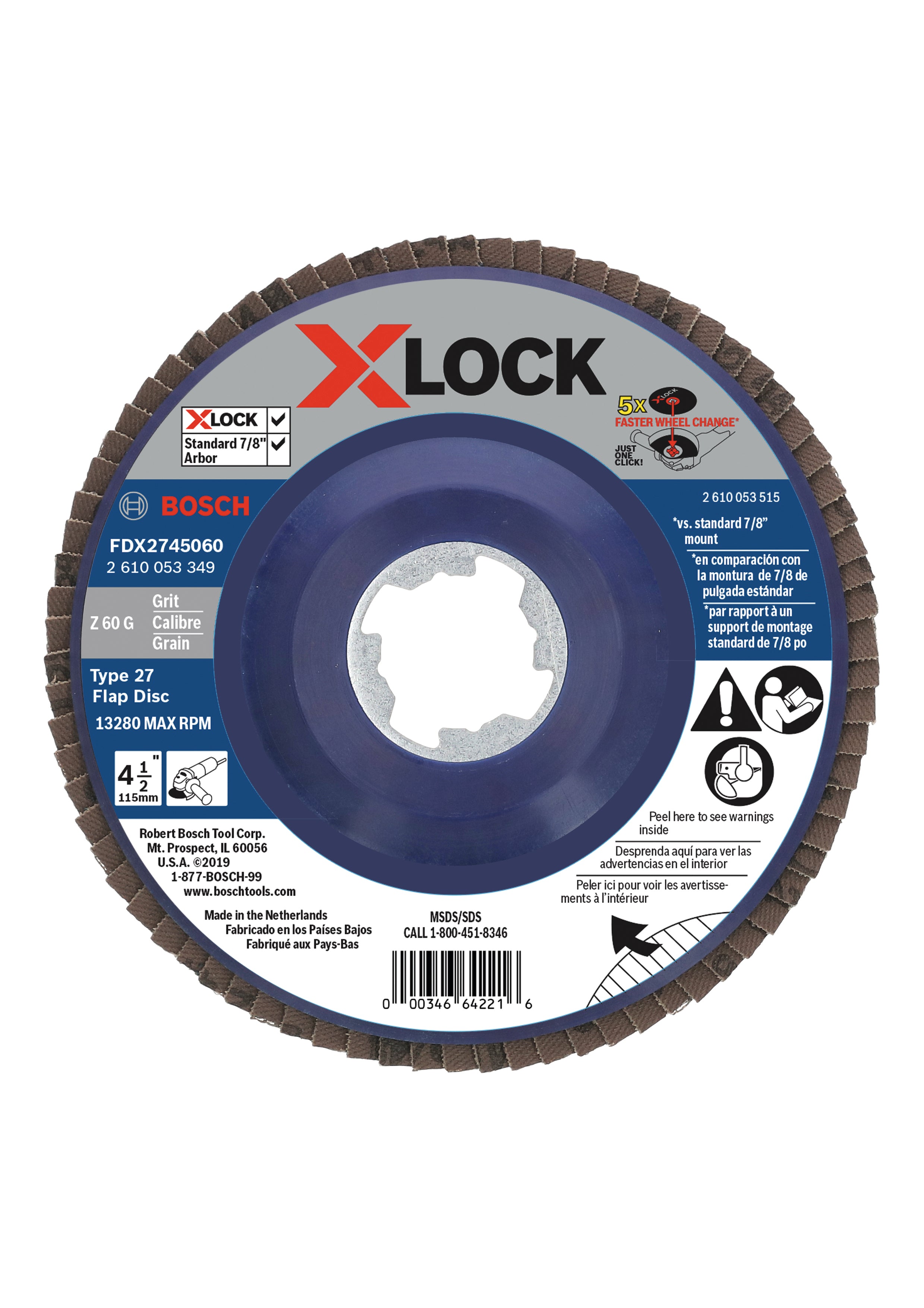 Bosch 4-1/2 In. X-LOCK Arbor Type 27 60 Grit Flap Disc